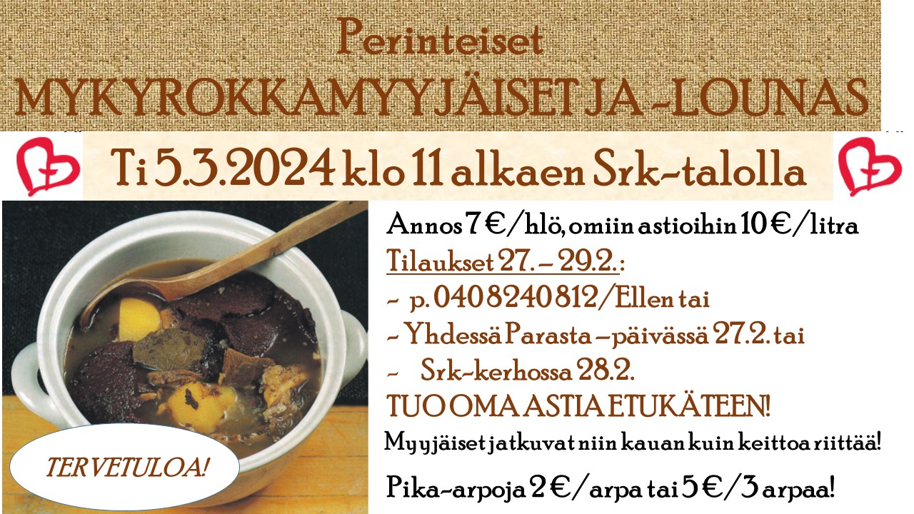 Perinteiset mykyrokkamyyjäiset ja -lounas - Rautavaaran kunta